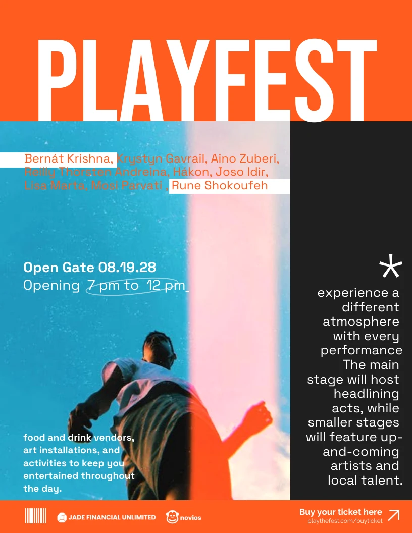 Orange and Soft Blue Concert Poster - Venngage
