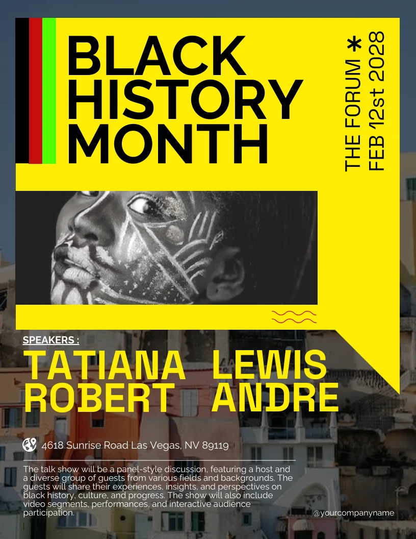 Yellow Black History Month Forum Poster - Venngage