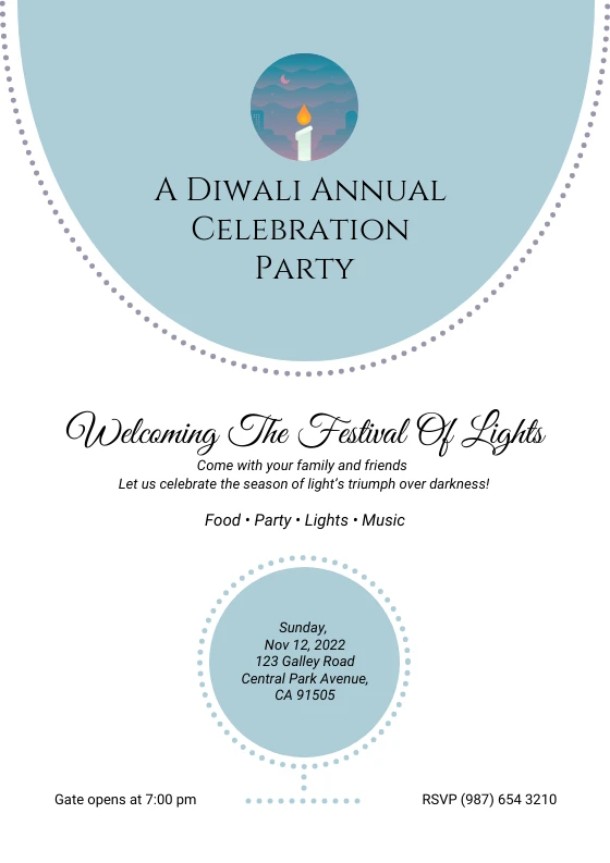 Invitation Card For Diwali Party - Venngage