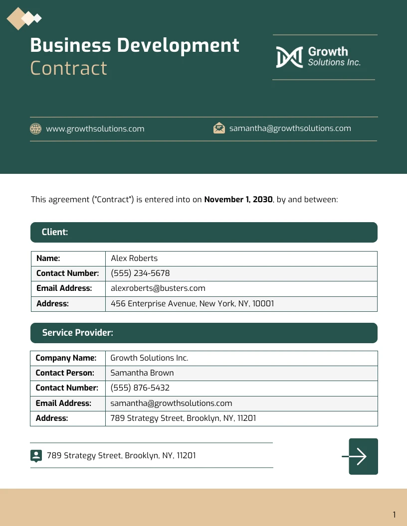 Business Development Contract Template - Venngage