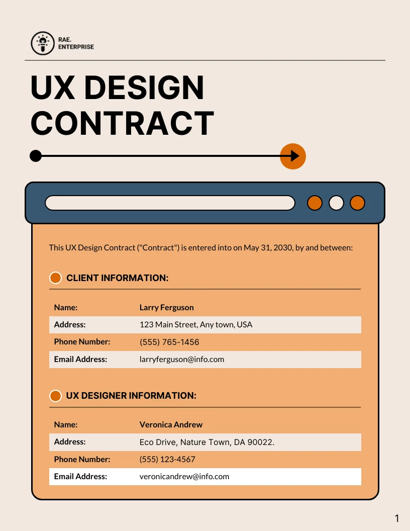 Plantilla de contrato de diseño UX - Venngage