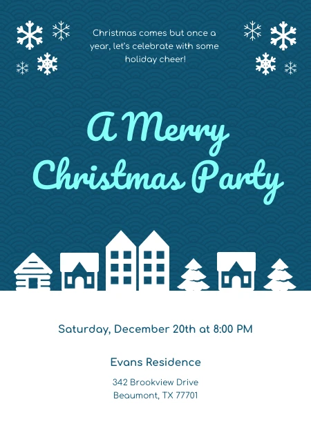 Ice Blue Christmas Party Invitation - Venngage