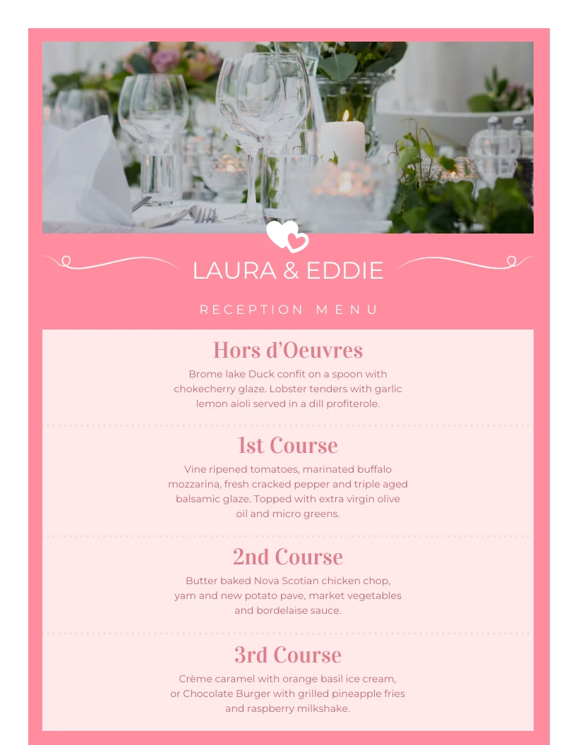 Classy Wedding Caterer Menu - Venngage