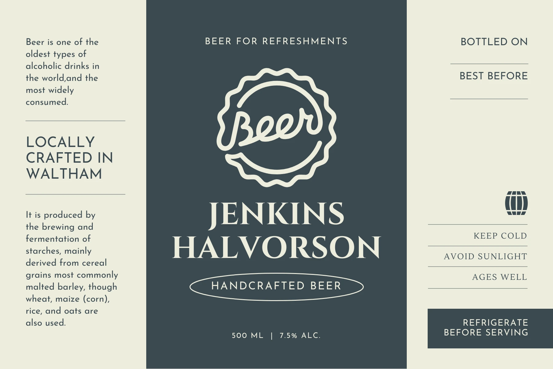 Minimalist Beige And Gray Beer Label - Venngage