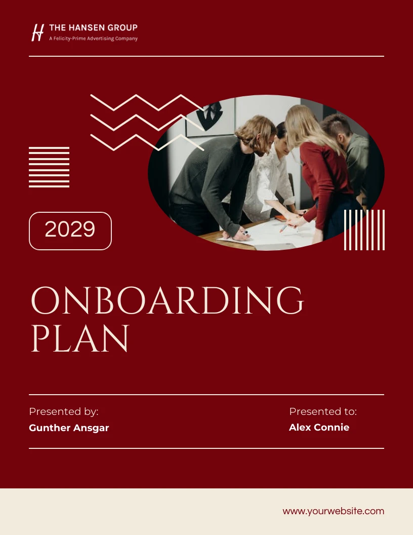 Red Cream Onboarding Plan Template - Venngage