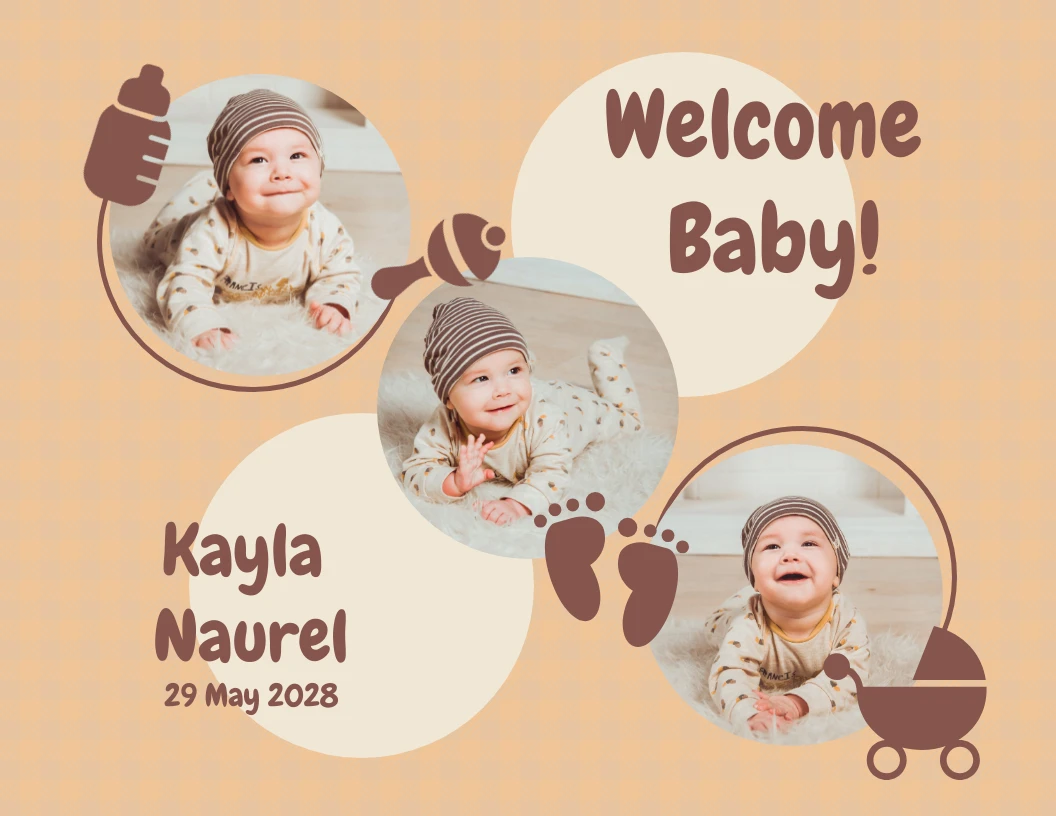 Beige And Orange Simple Ellipse Baby Collage - Venngage