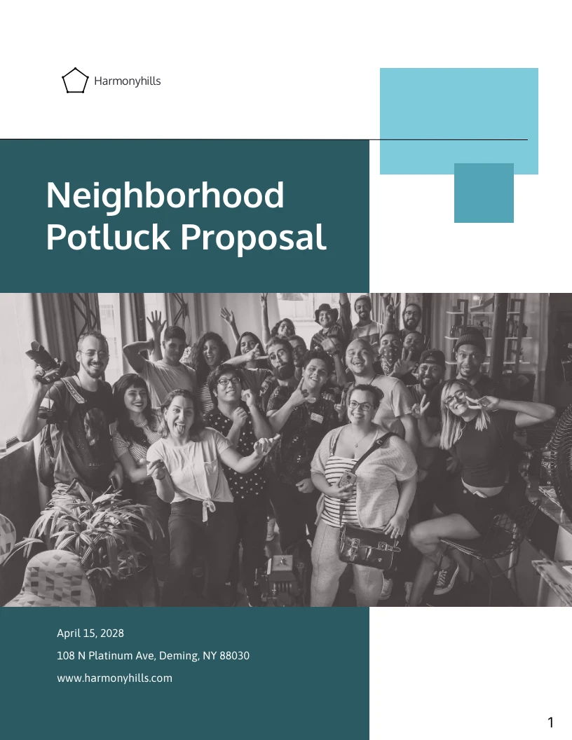Neighborhood Potluck Proposal Template - Venngage