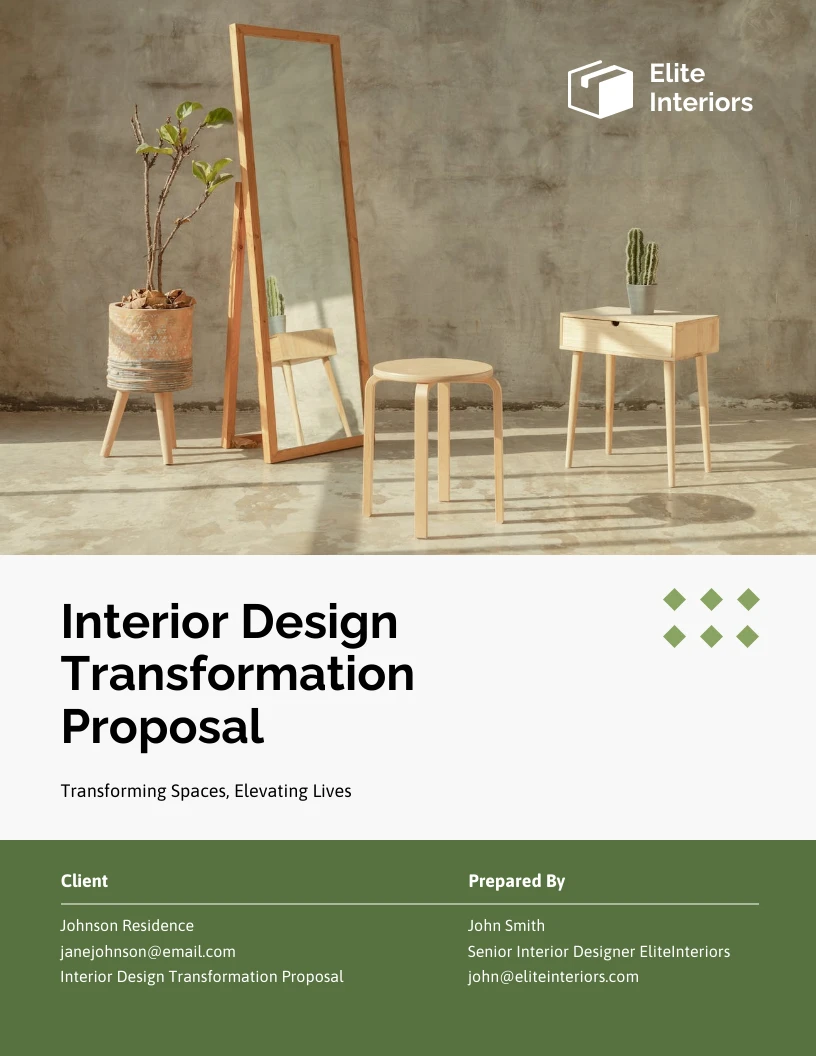 Minimalist Interior Design Transformation Proposal Template - Venngage