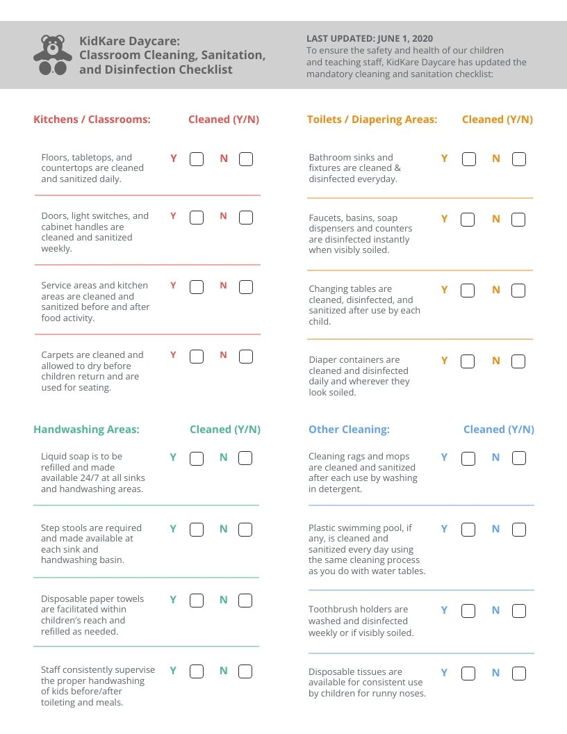 Classroom Health and Safety Checklist Template - Venngage