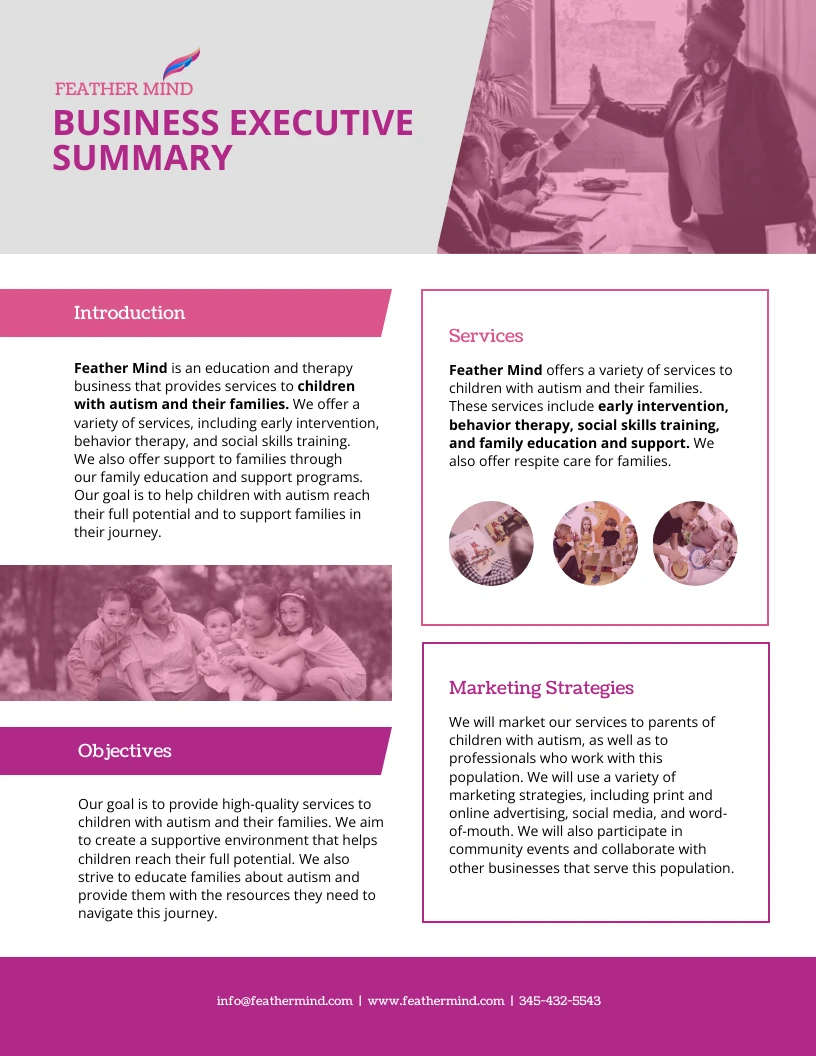 Cranberry Business Executive Summary Example Template - Venngage