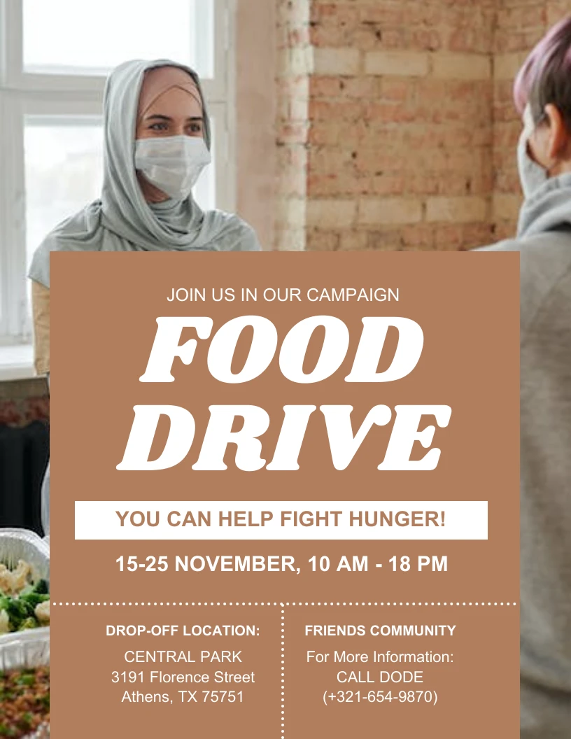 Photo Background Food Drive Campaign Flyer Template - Venngage
