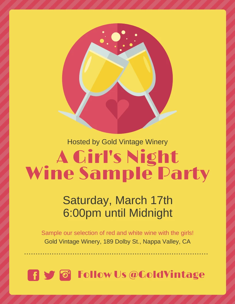 Girls Night Wine Party Event Flyer Template - Venngage