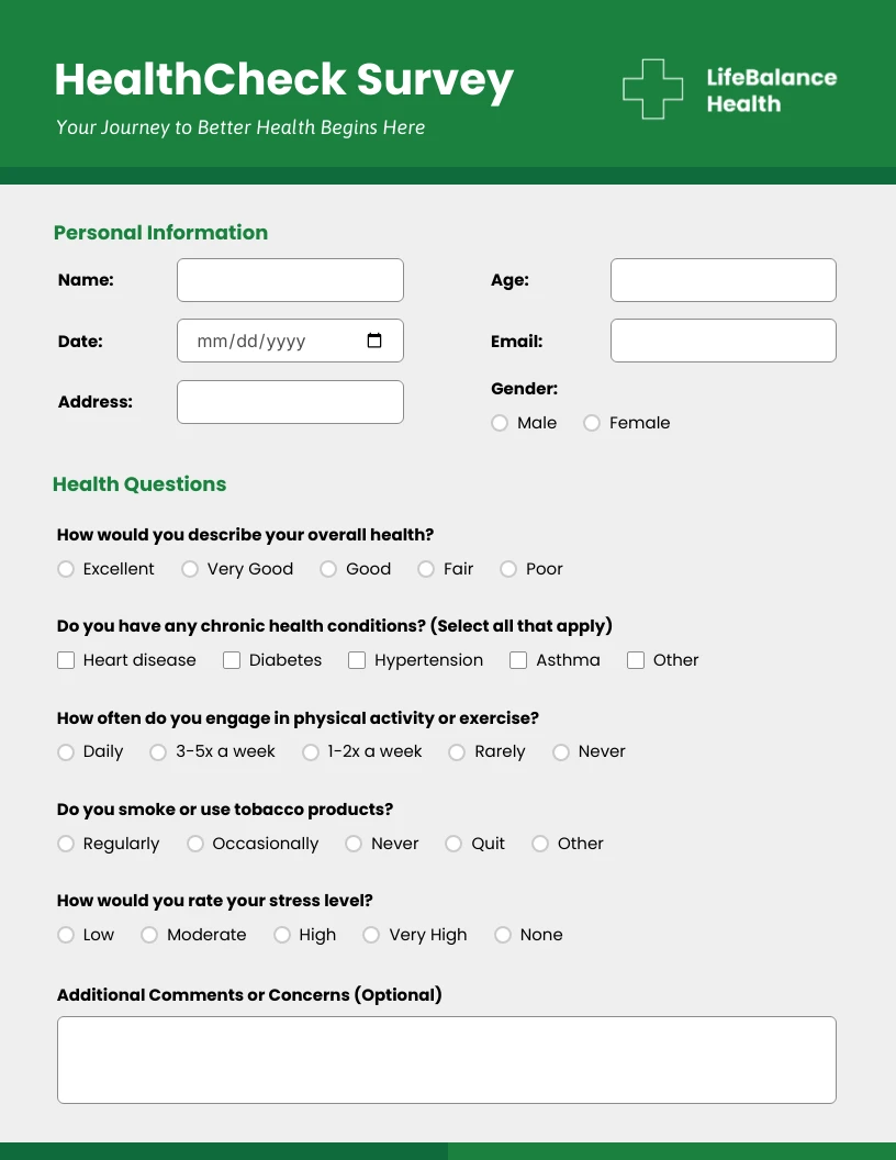 Simple Green Color Survey Form - Venngage