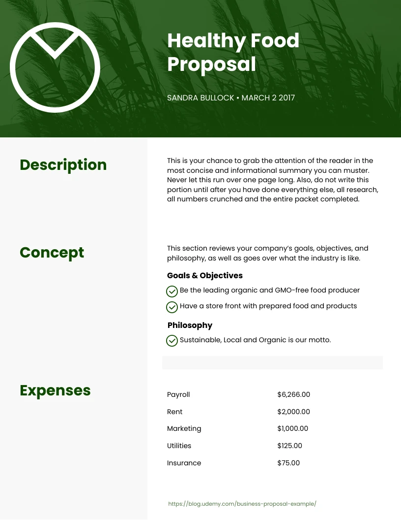 Healthy Food Proposal Template - Venngage