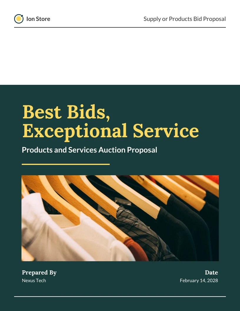 Supply or Products Bid Proposal Template - Venngage
