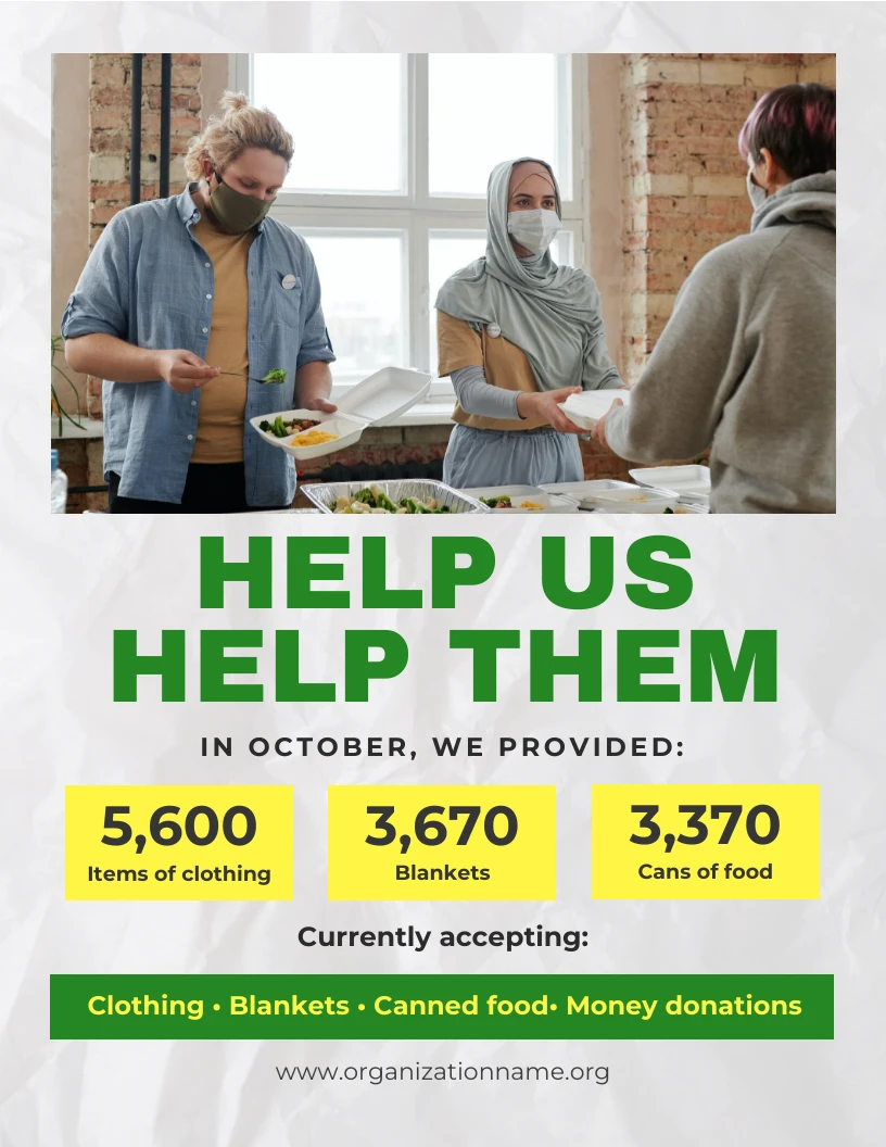 White Yellow And Green Modern Texture Help Homelessness Poster - Venngage