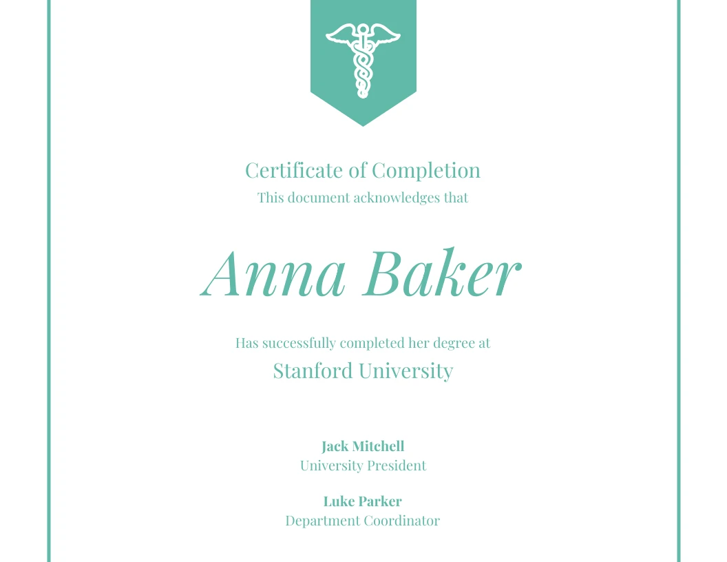 Minimal Medical Certificate of Completion Template - Venngage