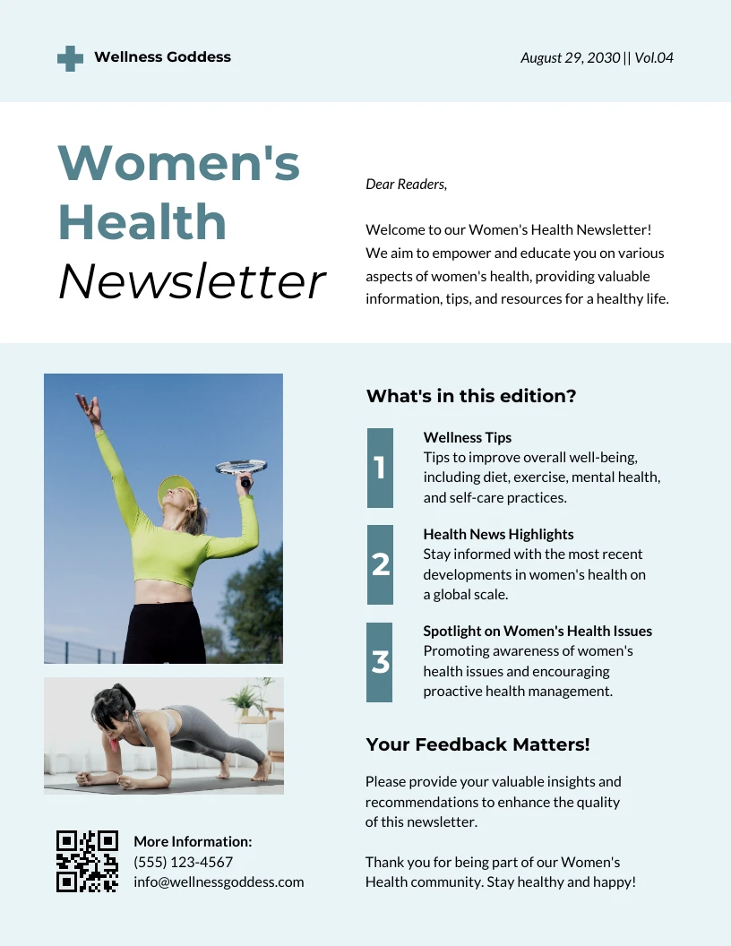 Women's Health Newsletter Template - Venngage