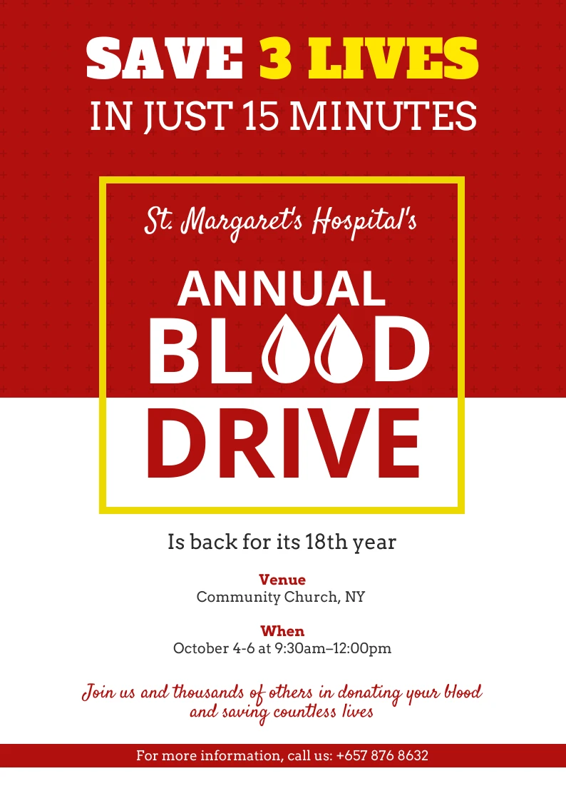 Roof Terracotta Blood Drive Event Poster Flyer Template - Venngage