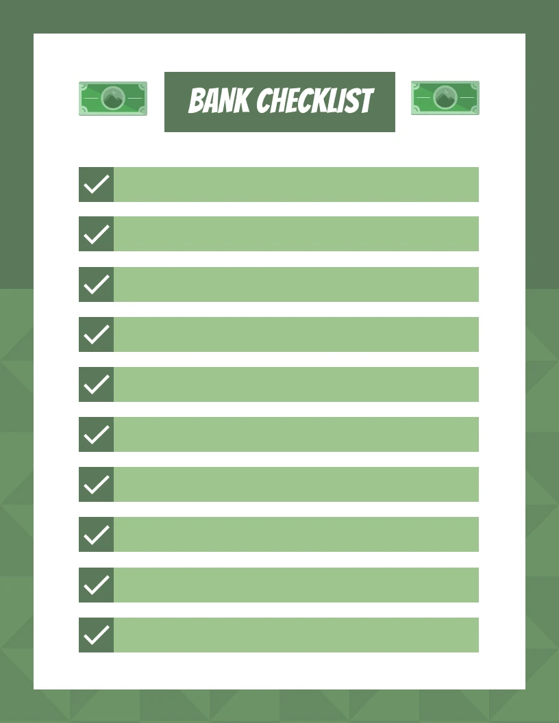 Simple Geometric Bank Checklist Template - Venngage