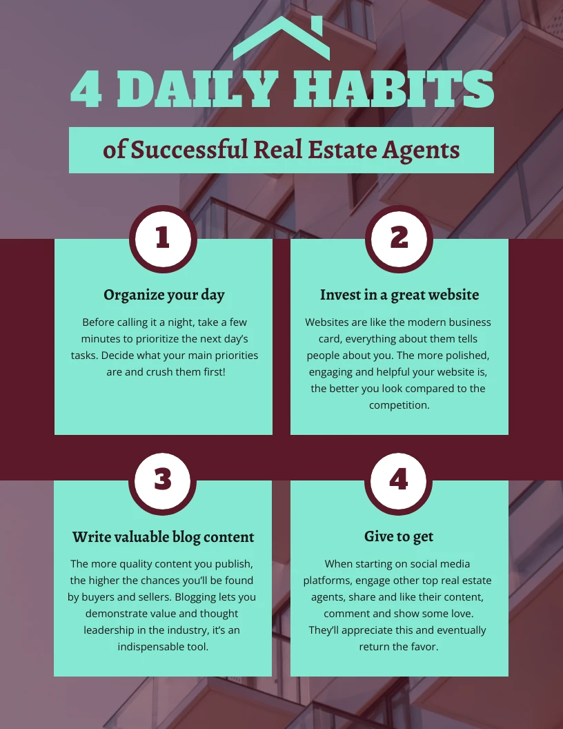 Maroon Real Estate Agent Infographic Template - Venngage