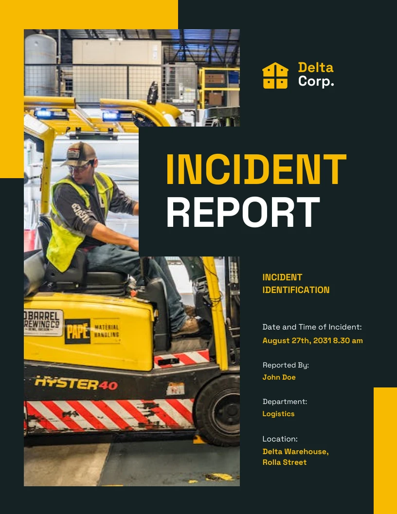 Dark Yellow Incident Report Template - Venngage