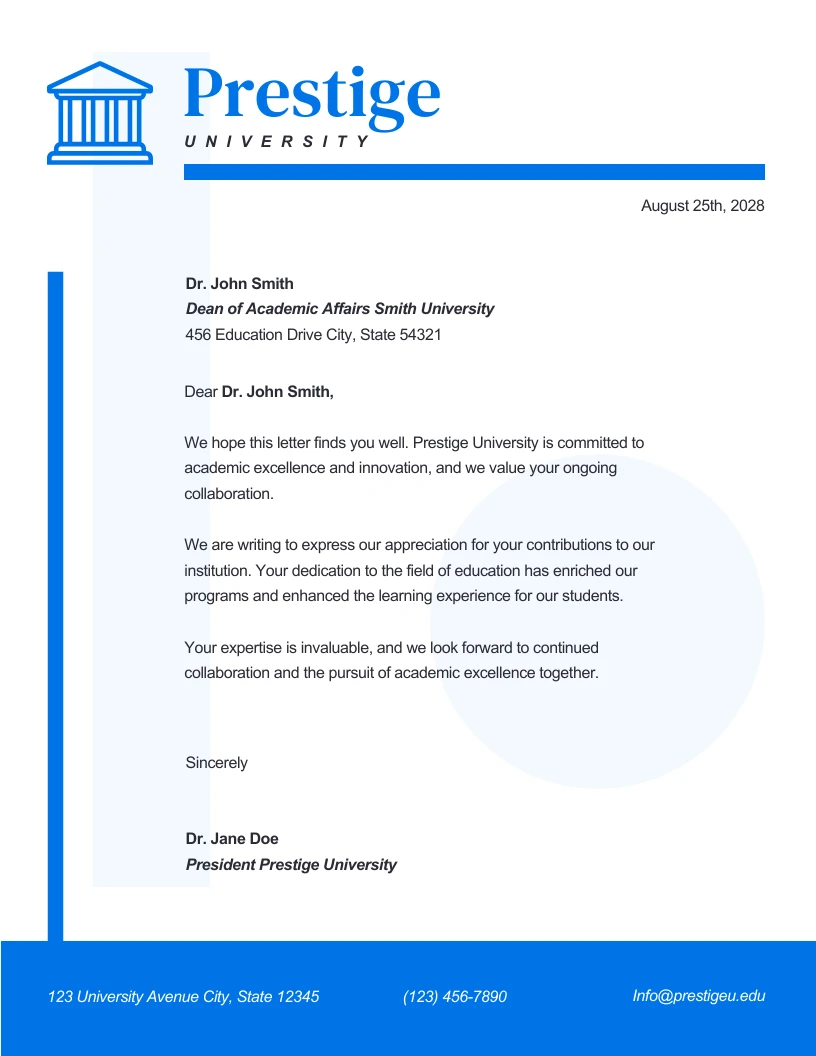 Simple Blue University Letterhead - Venngage
