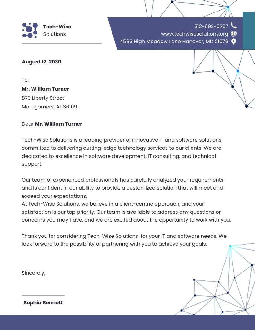 Simple White and Purple IT and Software Letterhead - Venngage