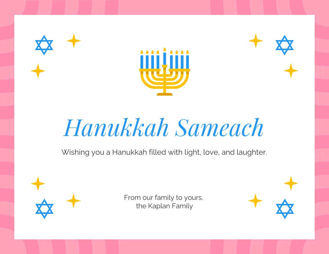 Warm Pink Hanukkah Card - Venngage