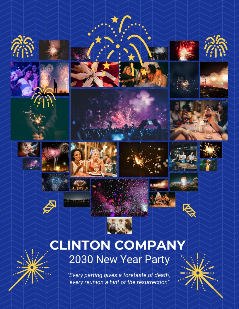 Blue Modern New Year Party Heart Shaped Collages - Venngage