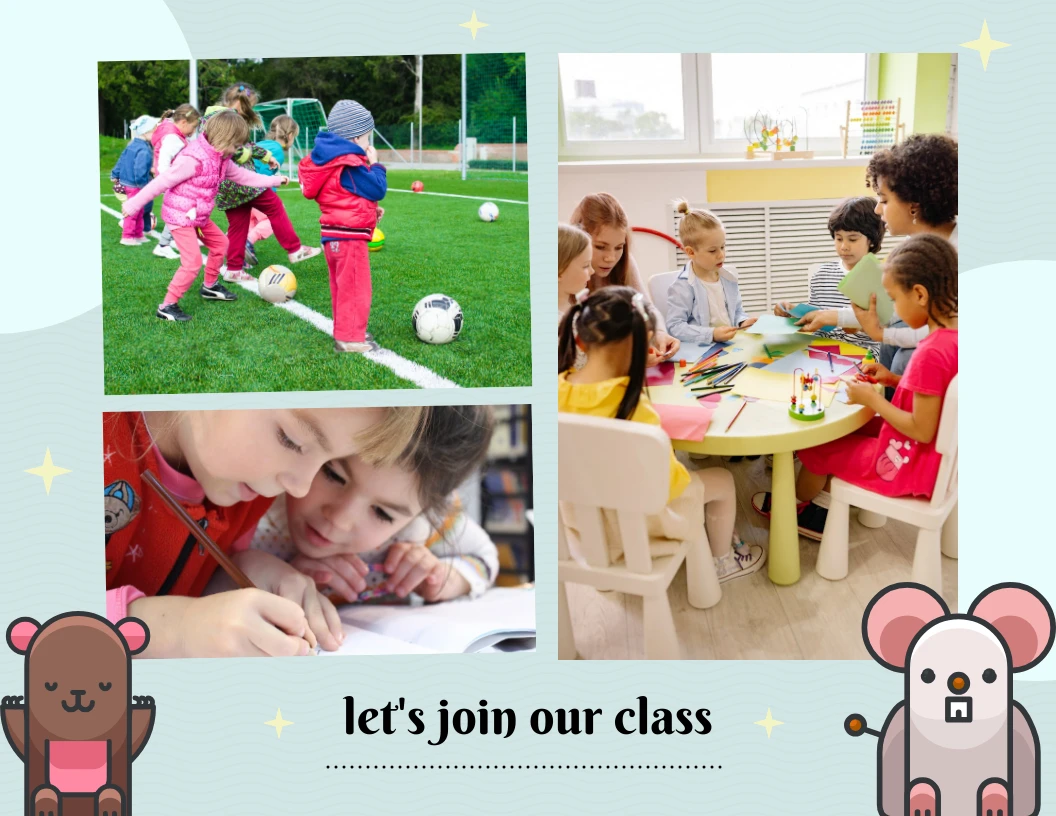 blue light join our class school collage photo - Venngage