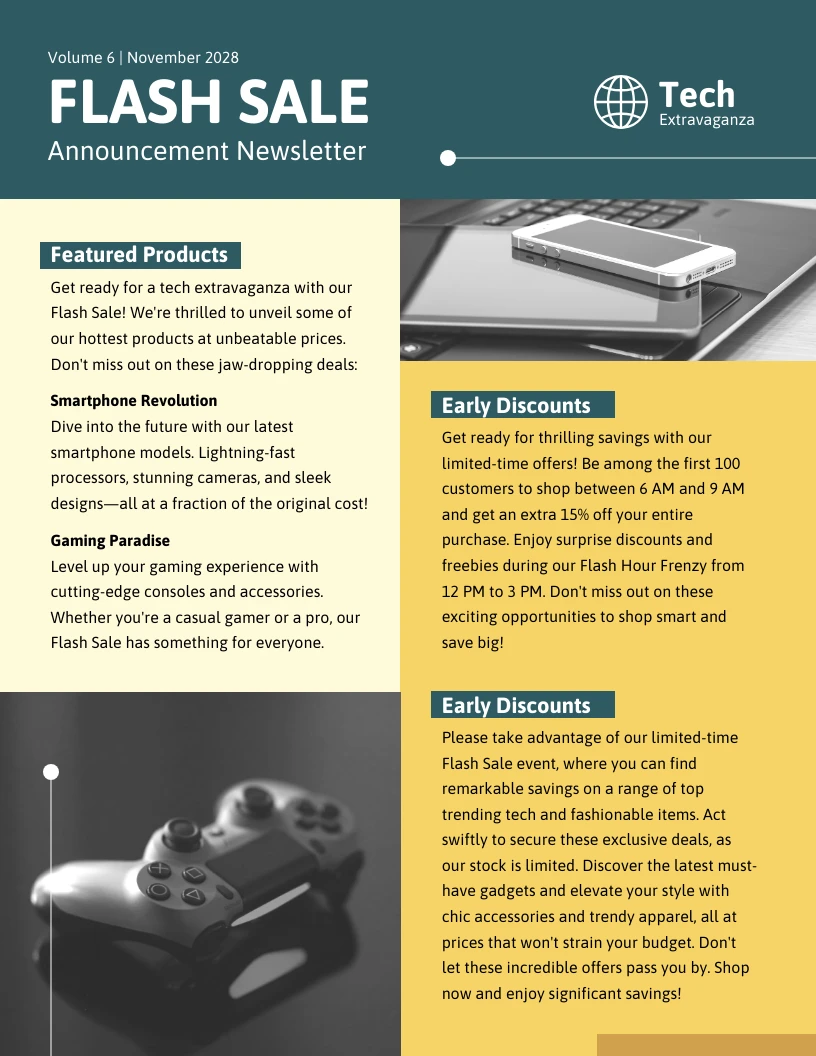 Flash Sale Announcement Sample Newsletter Template - Venngage