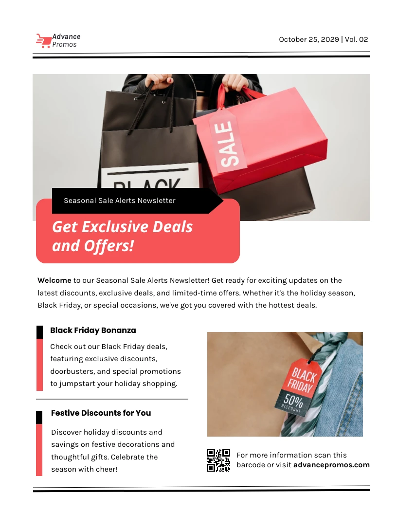 Seasonal Sale Alerts Newsletter Template - Venngage