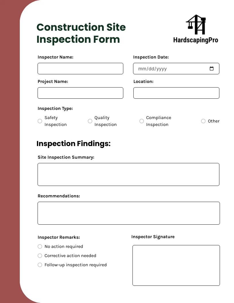 Formulaires d'inspection simples rouges et blancs - Venngage