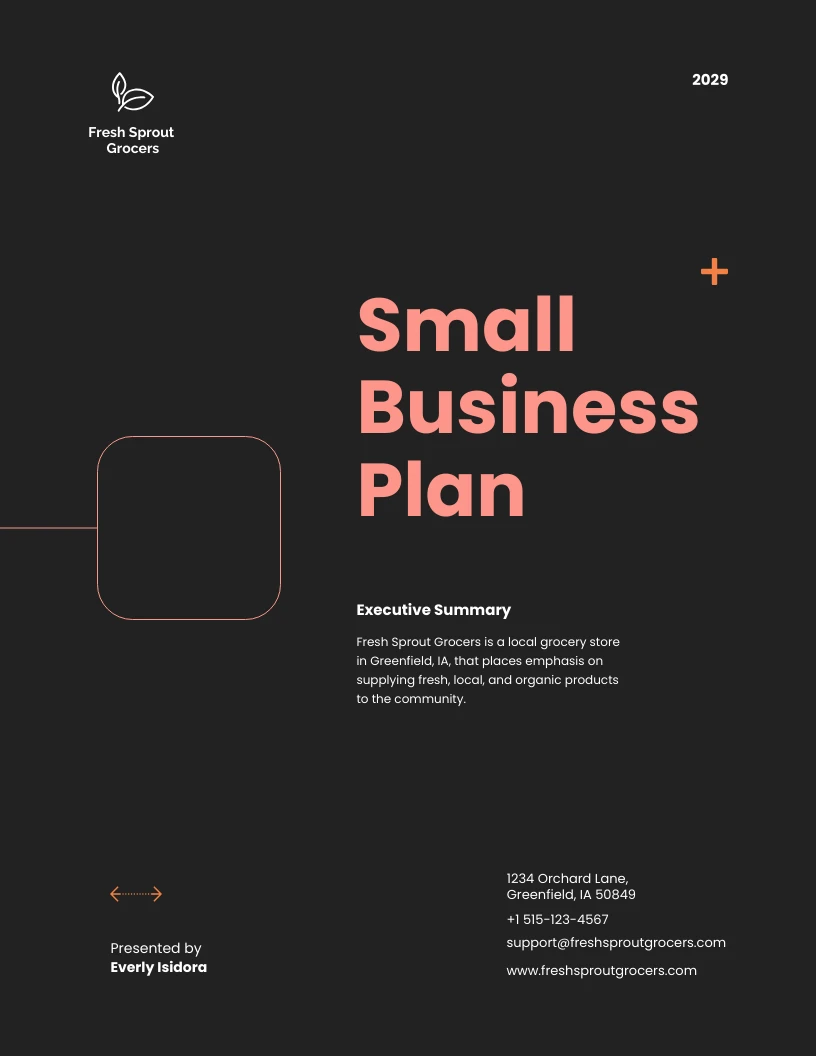 Black Sea Pink Small Business Plan Template - Venngage
