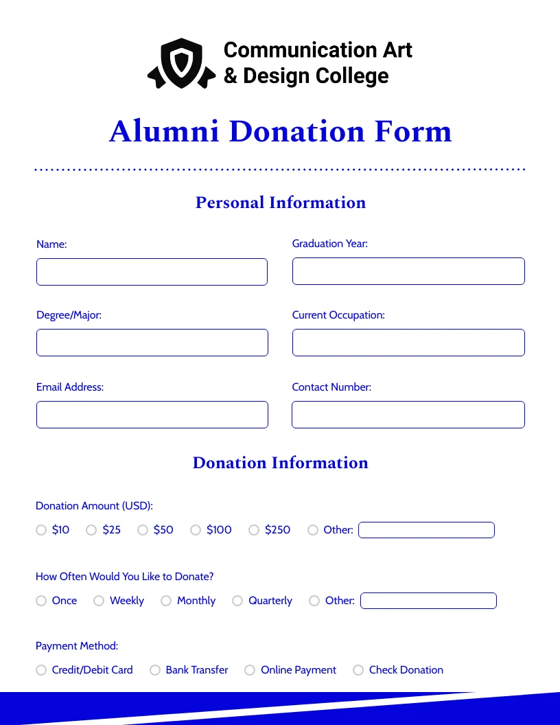 Alumni Donation Form Template - Venngage