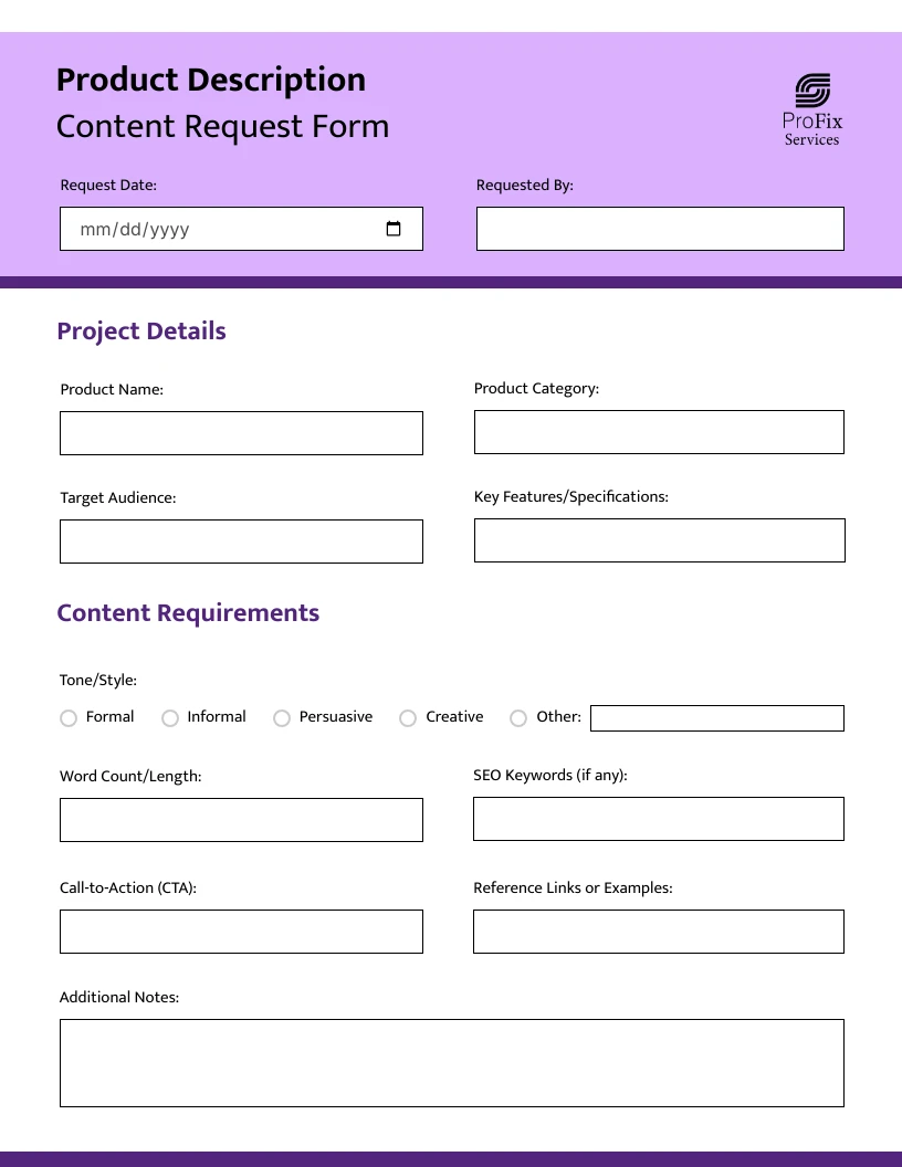 Content Form Template - Venngage
