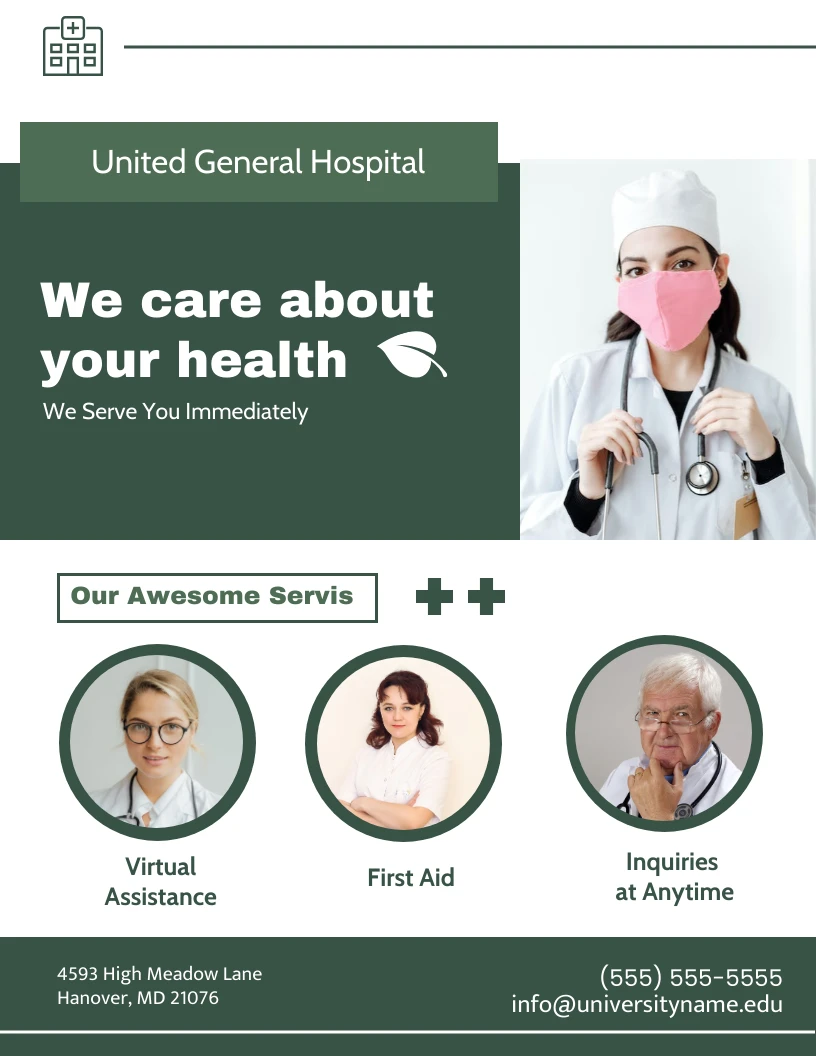 Green Flyer Modern medical check Up Schedule Flyer Template - Venngage
