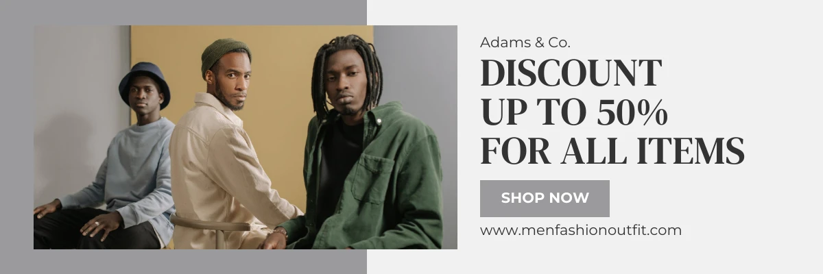 Light Grey And Grey Men Fashion Banner - Venngage