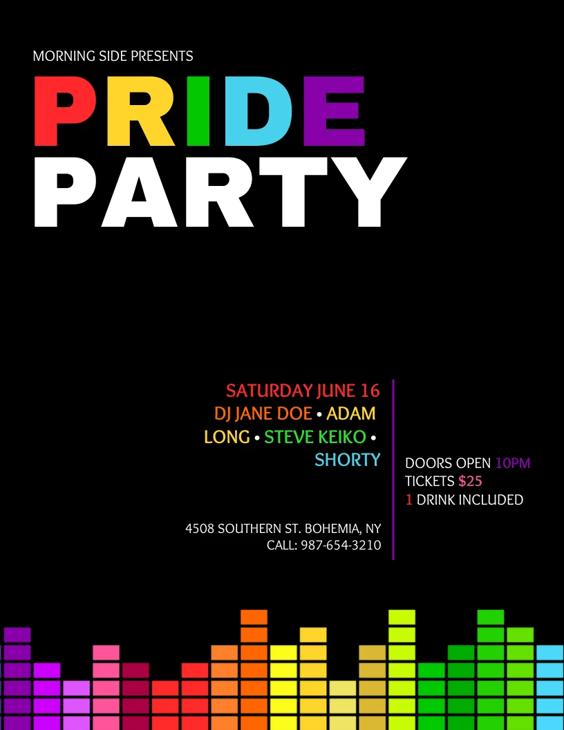 Rainbow Pride Party Event Flyer Template - Venngage