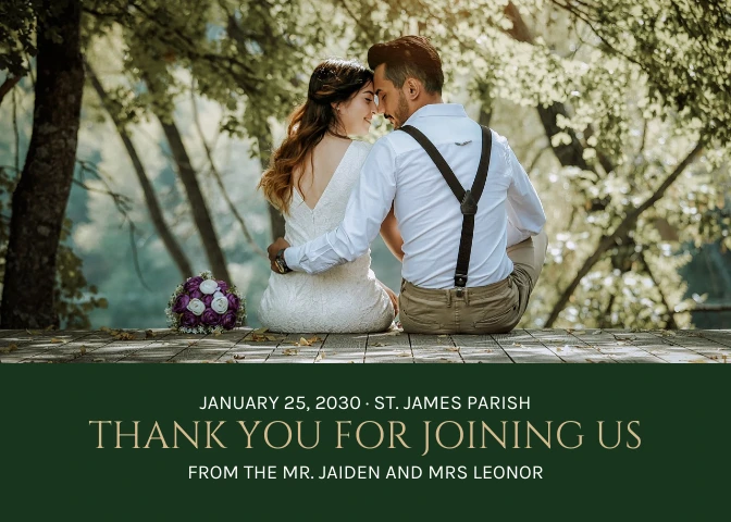 Carte Postale Merci de mariage simple vert foncé - Venngage