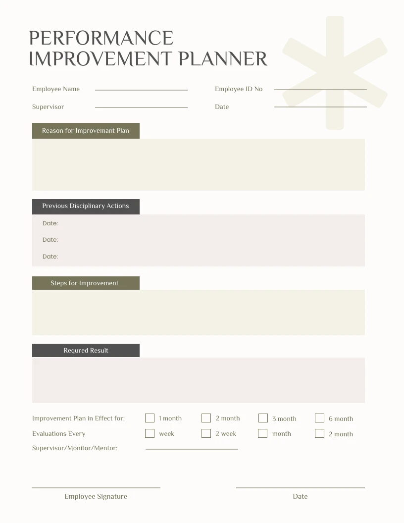 Bianca Performance Improvement Plan Template - Venngage
