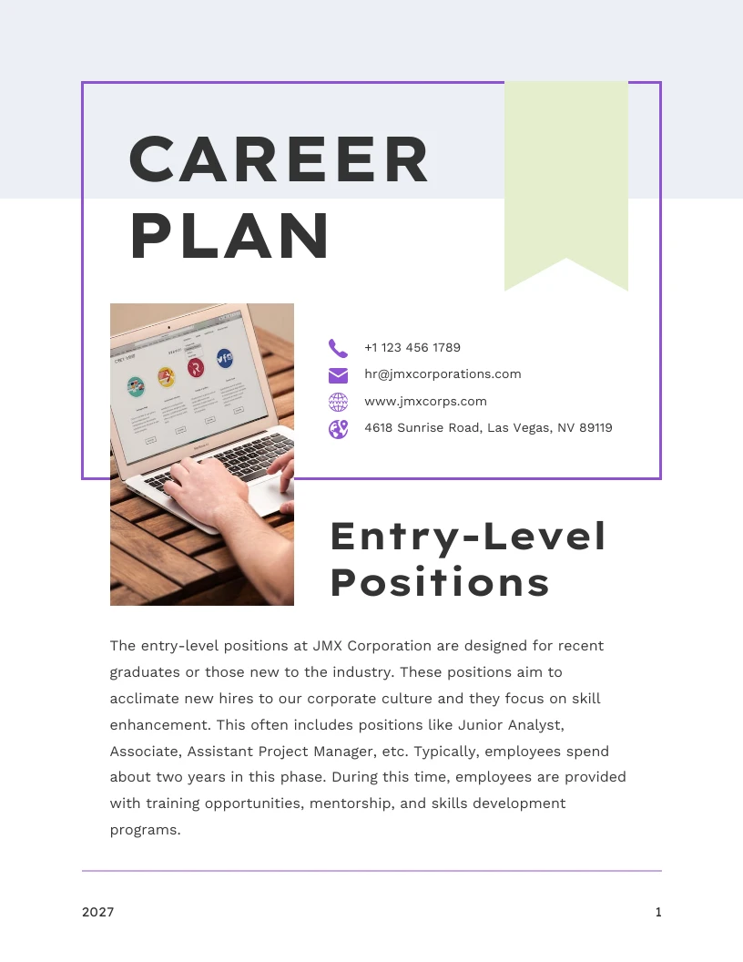 Career Plan Example Template - Venngage