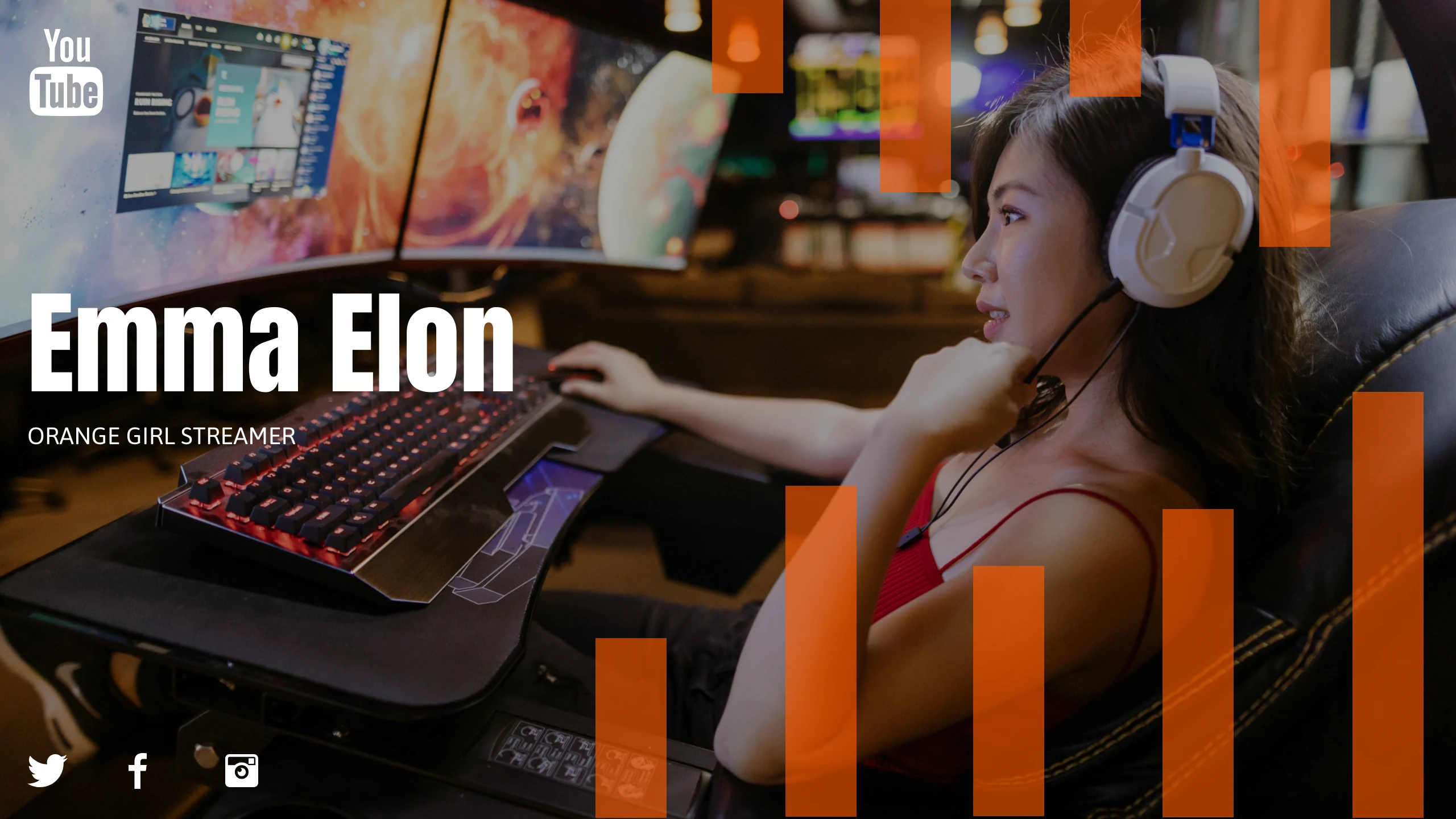 Orange Girl Streamer YouTube Banner - Venngage