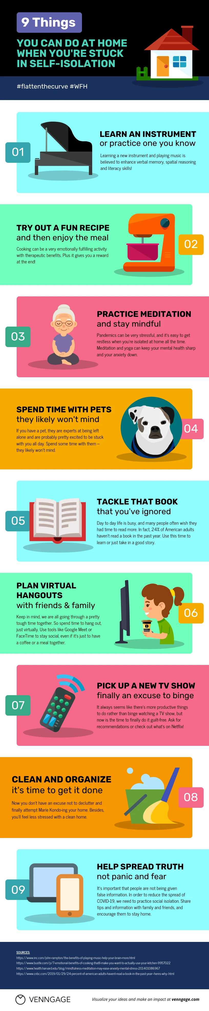 9 Ways to Manage Self-isolation Infographic Template - Venngage
