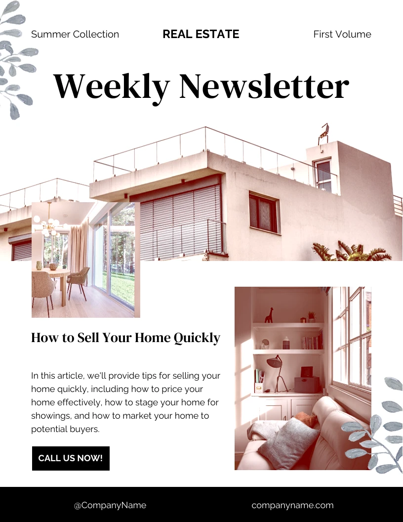 Minimalist Weekly Real Estate Newsletter Template - Venngage