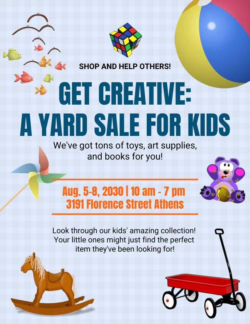 Cute Kids Yard For Sale Flyer Template - Venngage