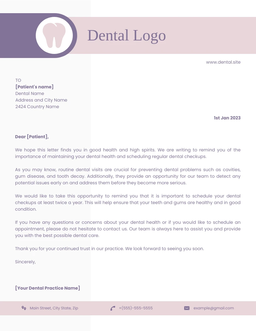 White And Light Grey Simple Dental Letterhead Template - Venngage