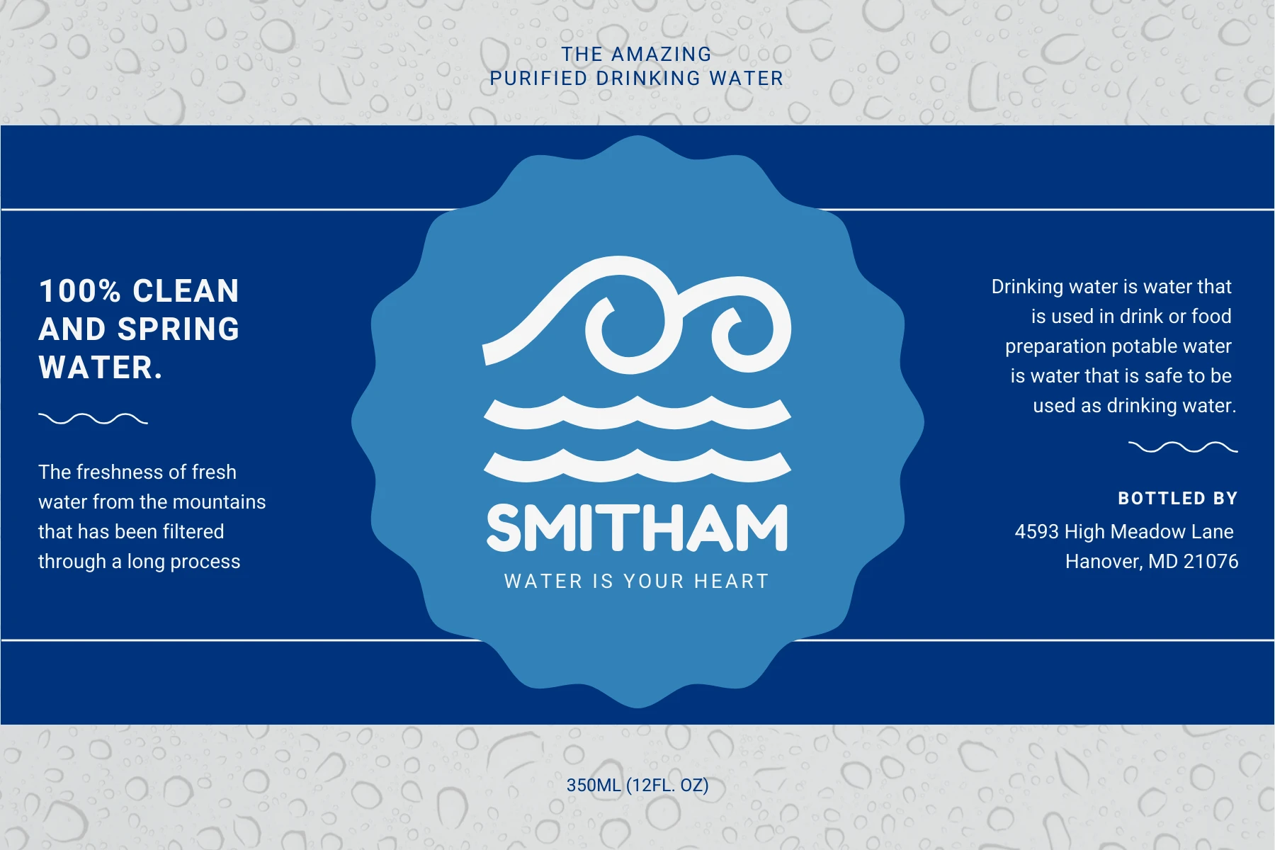 Blue Simple Photo Water Bottle Label - Venngage