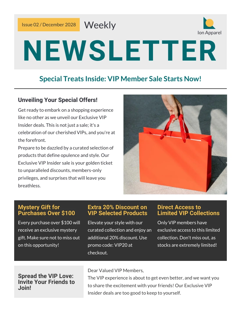 VIP Member Sale Newsletter Template - Venngage